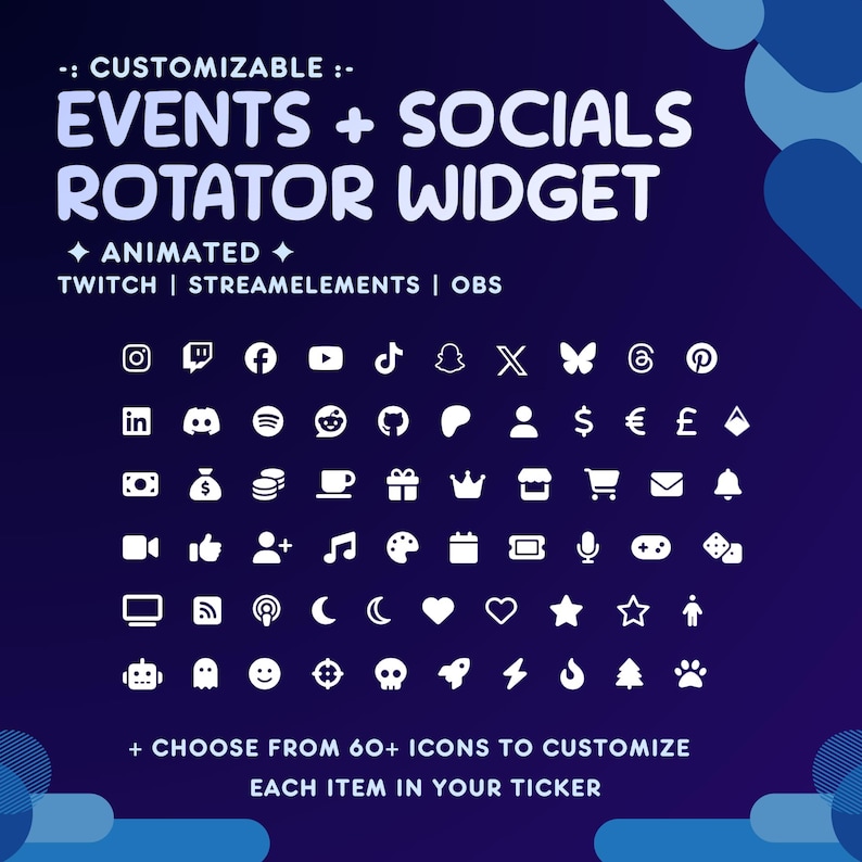 Events Socials Rotator Twitch Widget | Animated Gradient Events Rotator ...