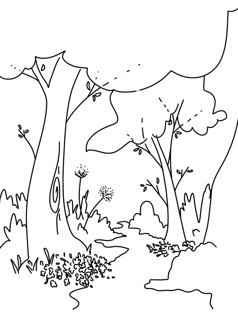 Forest; Woods; Line Art; Digital; - Etsy