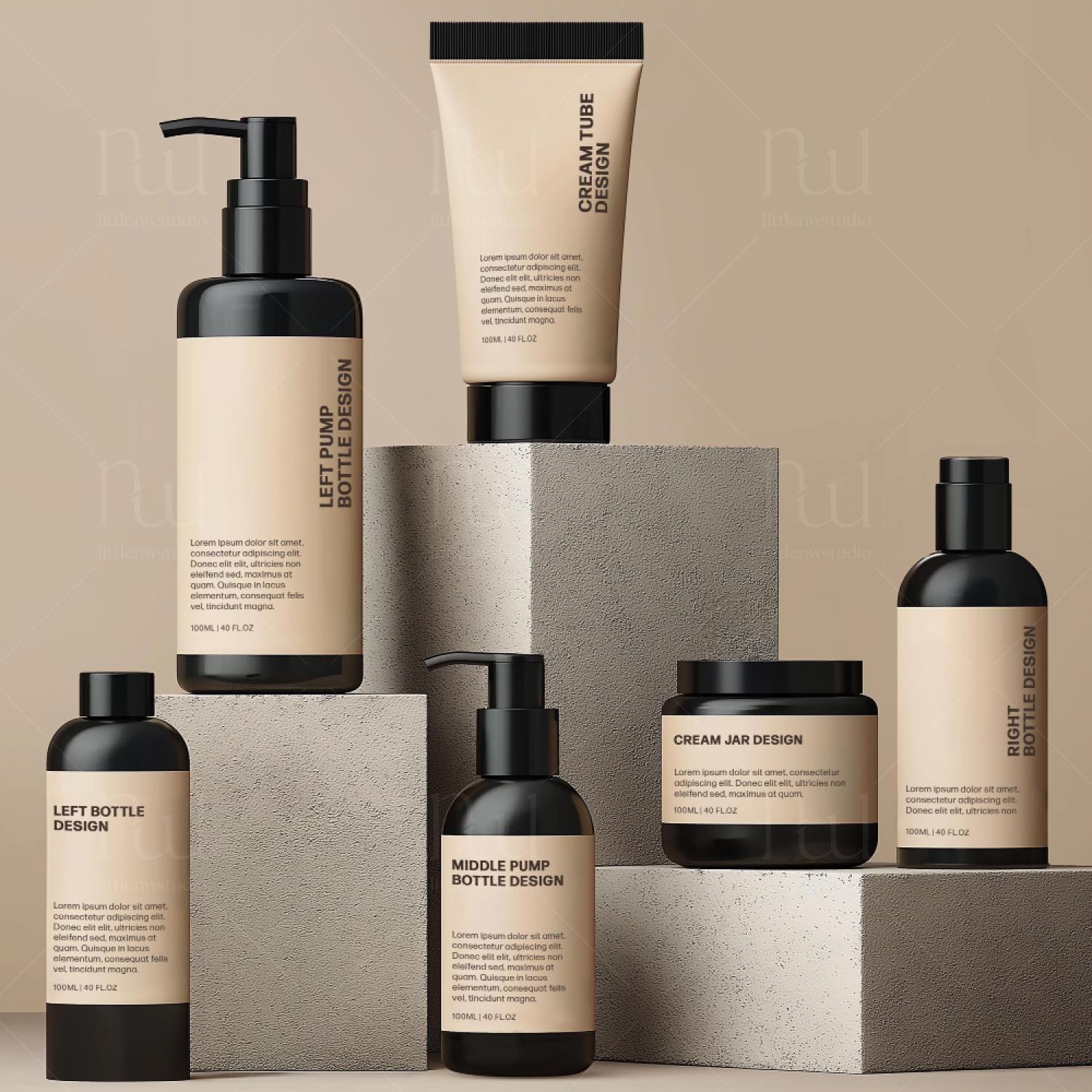 Chic & Modern Cosmetic Packaging Mockup Set | Minimal Packaging Display ...