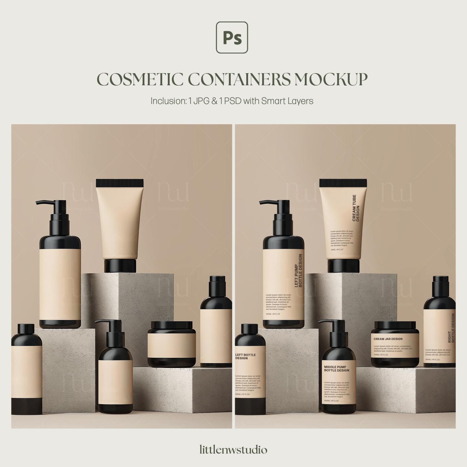 Chic & Modern Cosmetic Packaging Mockup Set | Minimal Packaging Display ...