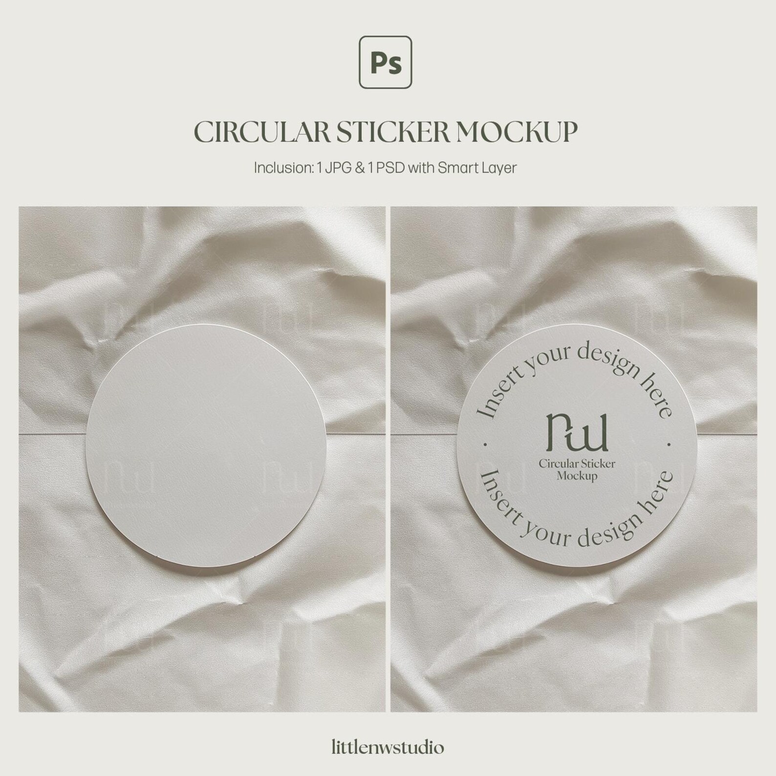 Minimal High-quality Round Sticker PSD Mockup and JPG File for Custom ...