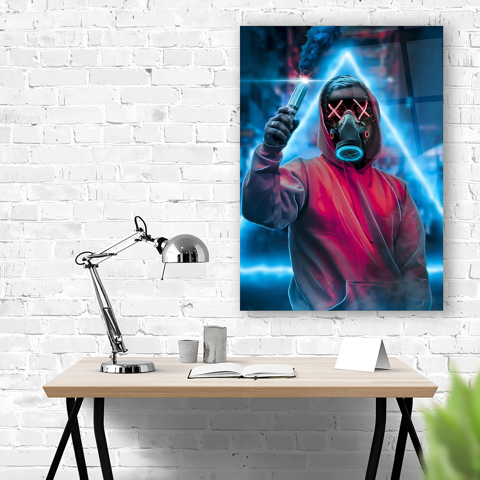 Gas Mask Wall Art-futuristic Neon Art Decor- Fantastic Illustration ...