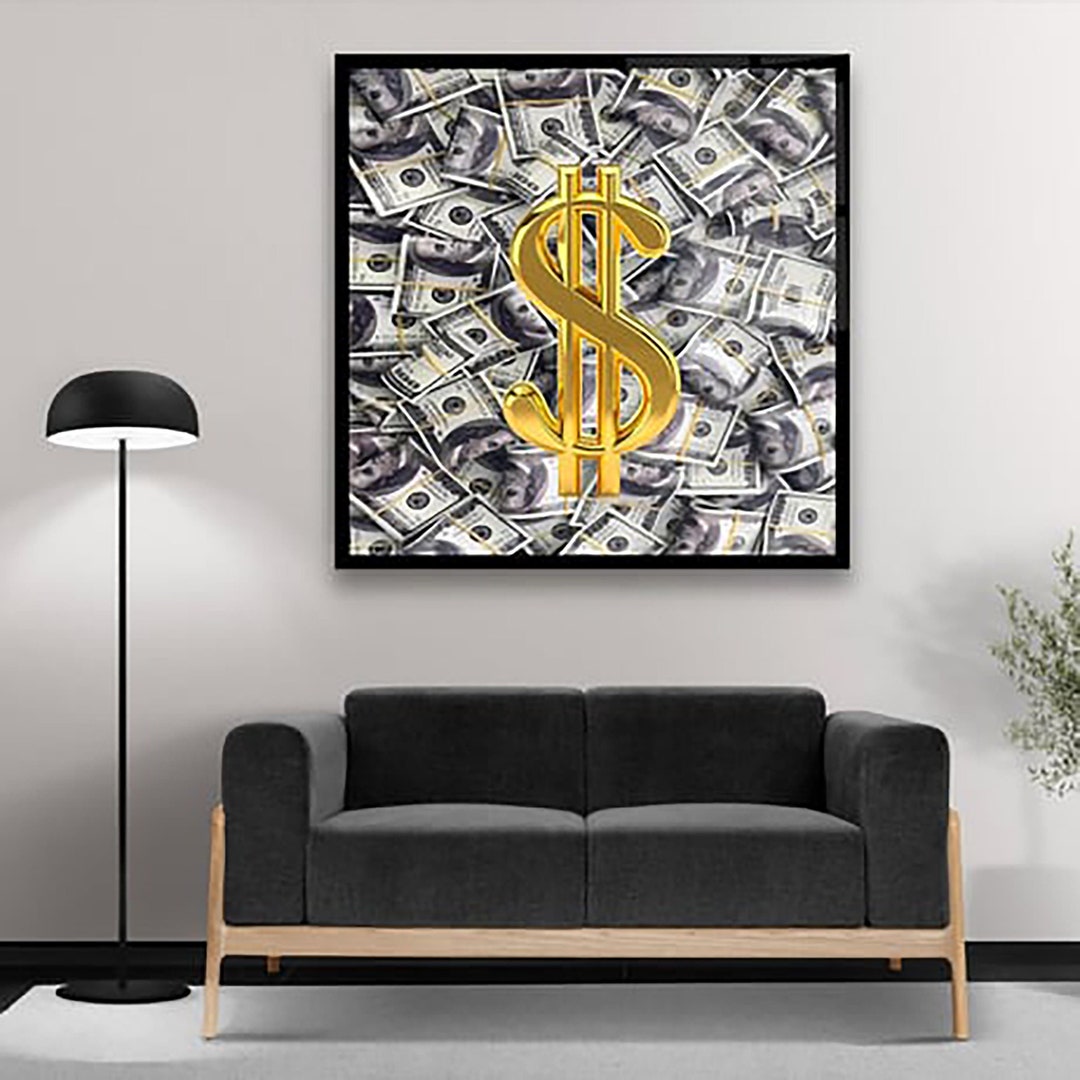Tempered Glass Wall Art, Dollar Wall Decor, Money Wall Decor, Money ...