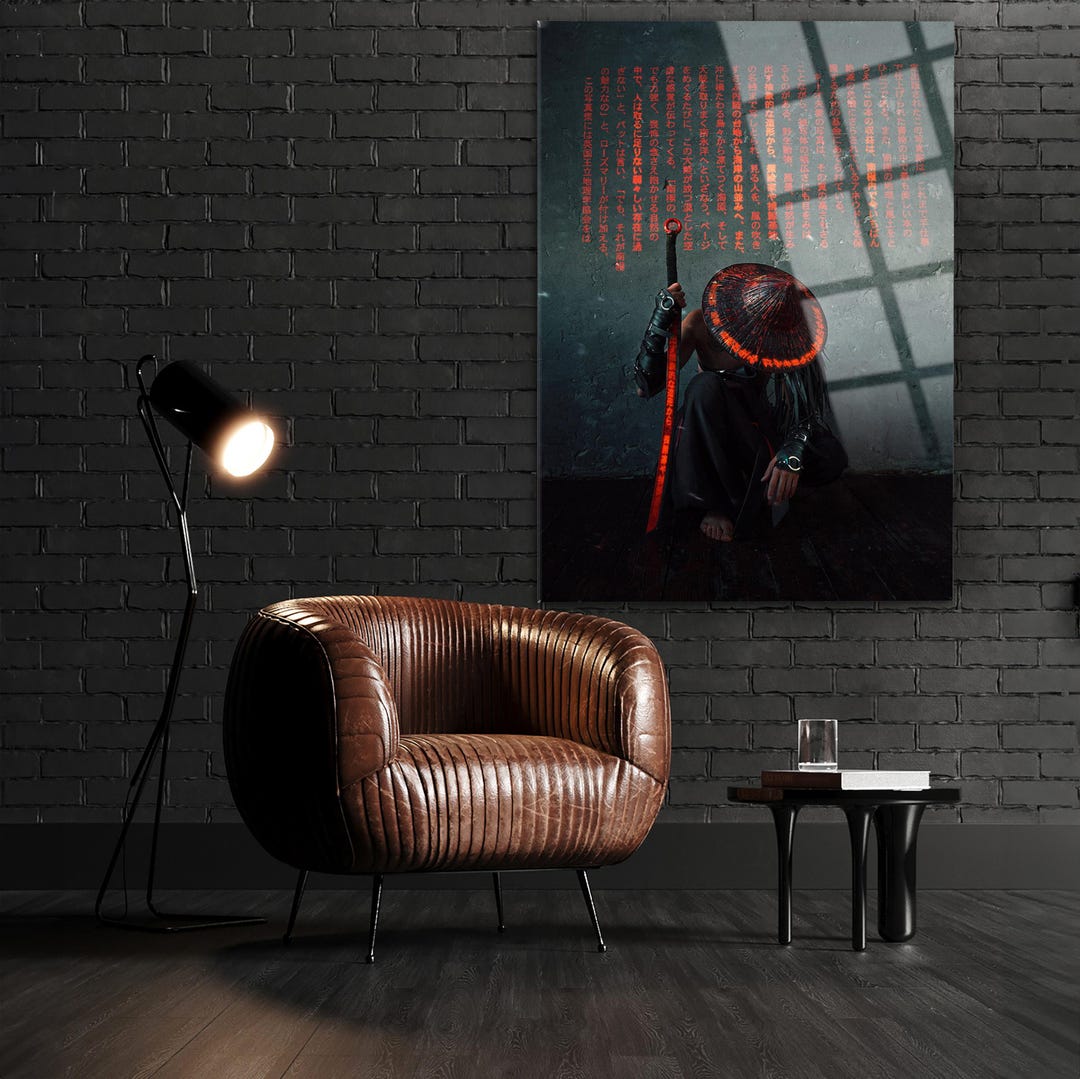 Samurai Swordsman Tempered Glass Wall Art: Japanese Knight Decor - Etsy