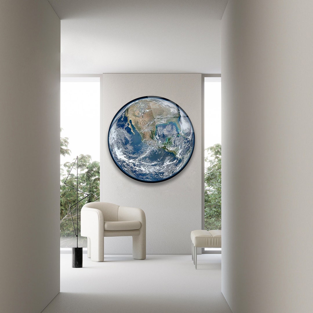 World Map Wall Decor, World Glass Wall Art,frameless Free Floating ...