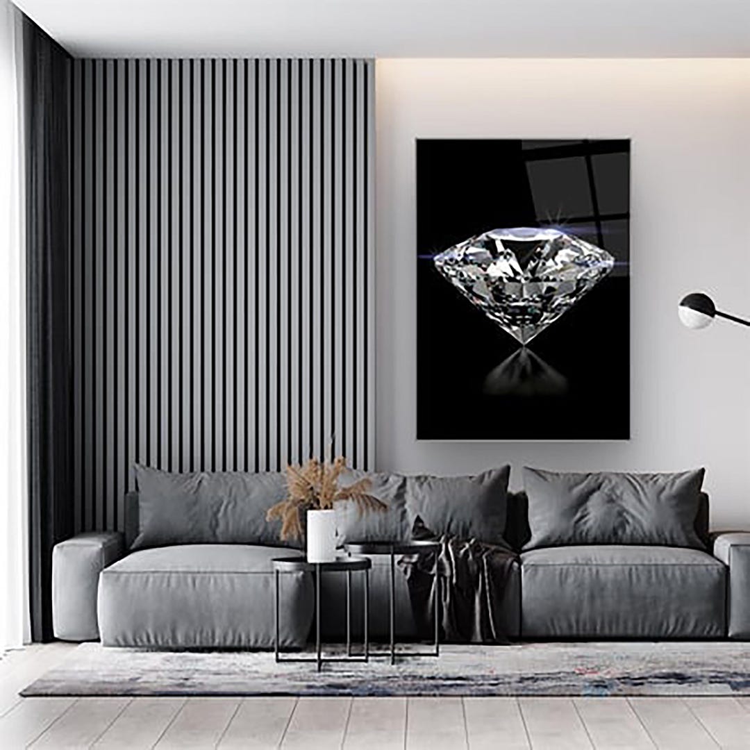 Diamond Tempered Glass Wall Art, Modern Home Decor - Etsy