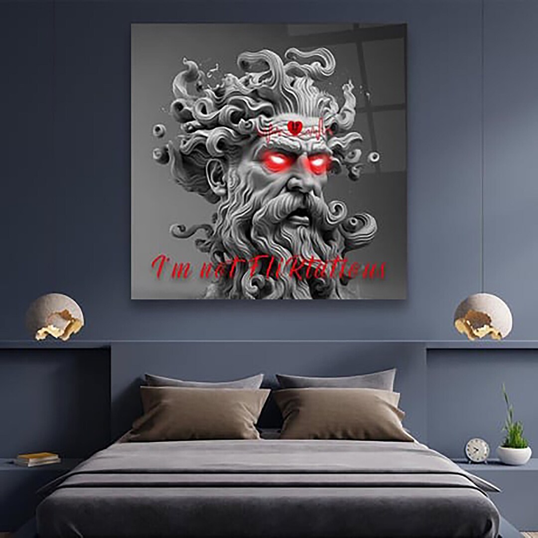 Zeus Glass Painting, Olympus Sky God Canvas Print,greek Mythology Art ...