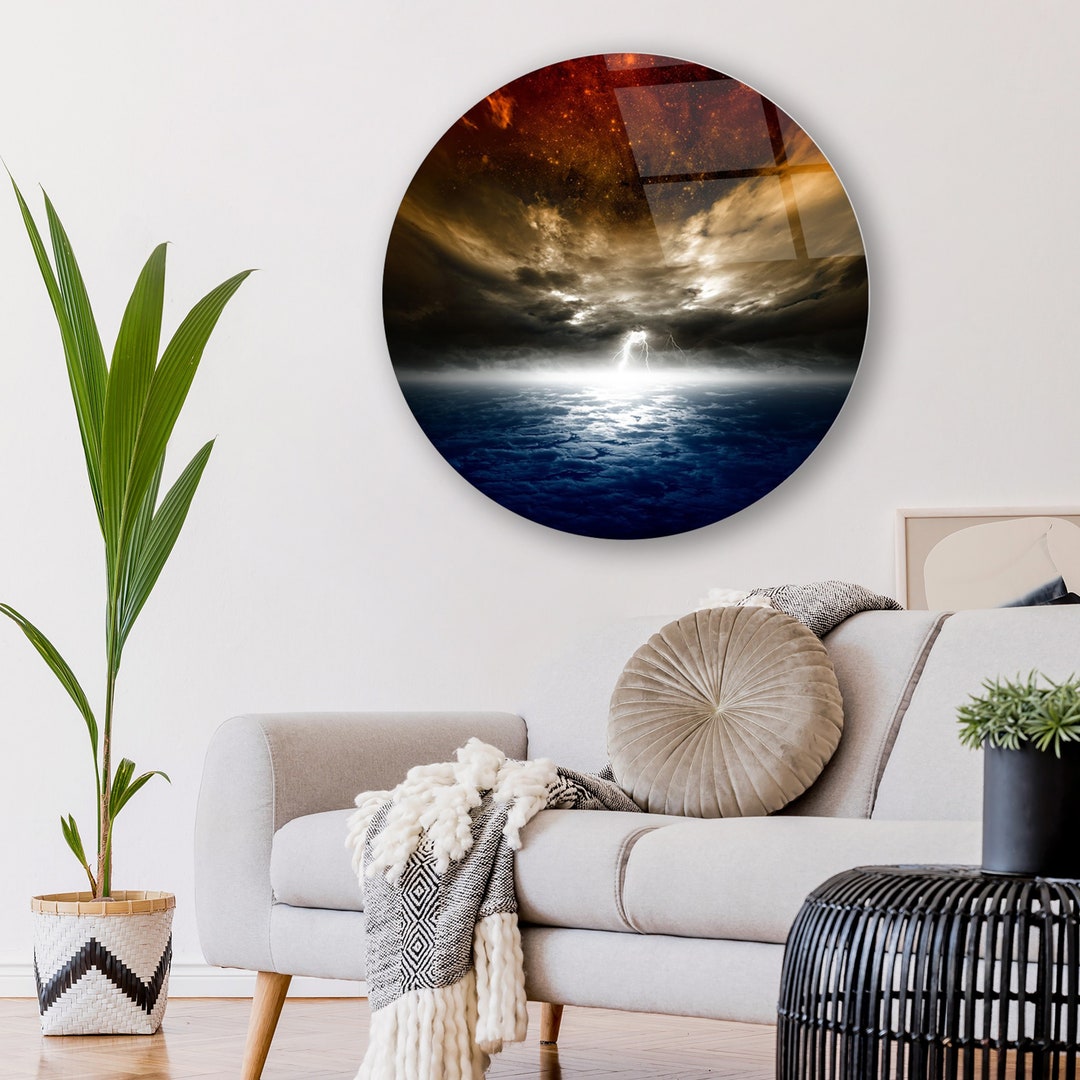 Abstract Lightning Tempered Glass Wall Art, Sky Storm Decor - Etsy