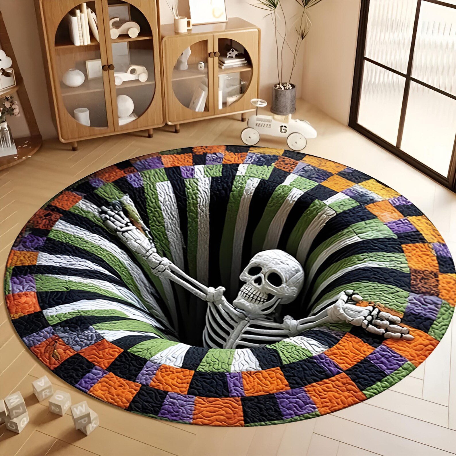 3D Skeleton Halloween Rug, Spooky Optical Illusion Floor Decor - Etsy