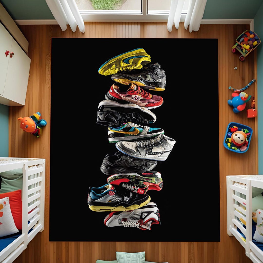 Sneaker Head Rug, Colorful Shoe Collection, Streetwear Decor - Etsy
