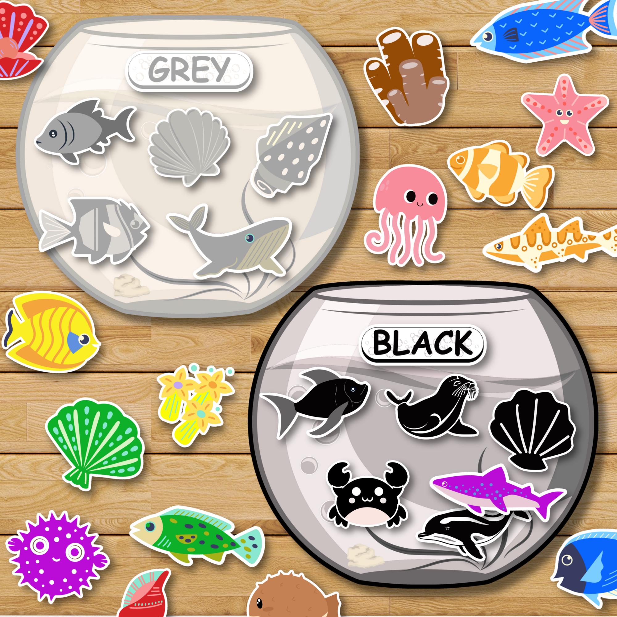 Sea Animals Color Sorting Game, Preschool Learning Binder (printable ...