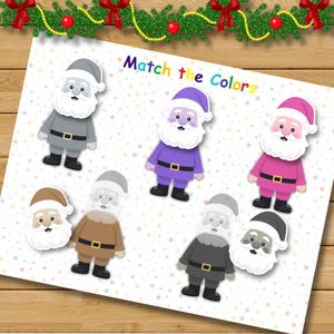 Santa Color Matching Game, Christmas Preschool Printable (PDF) - Etsy ...