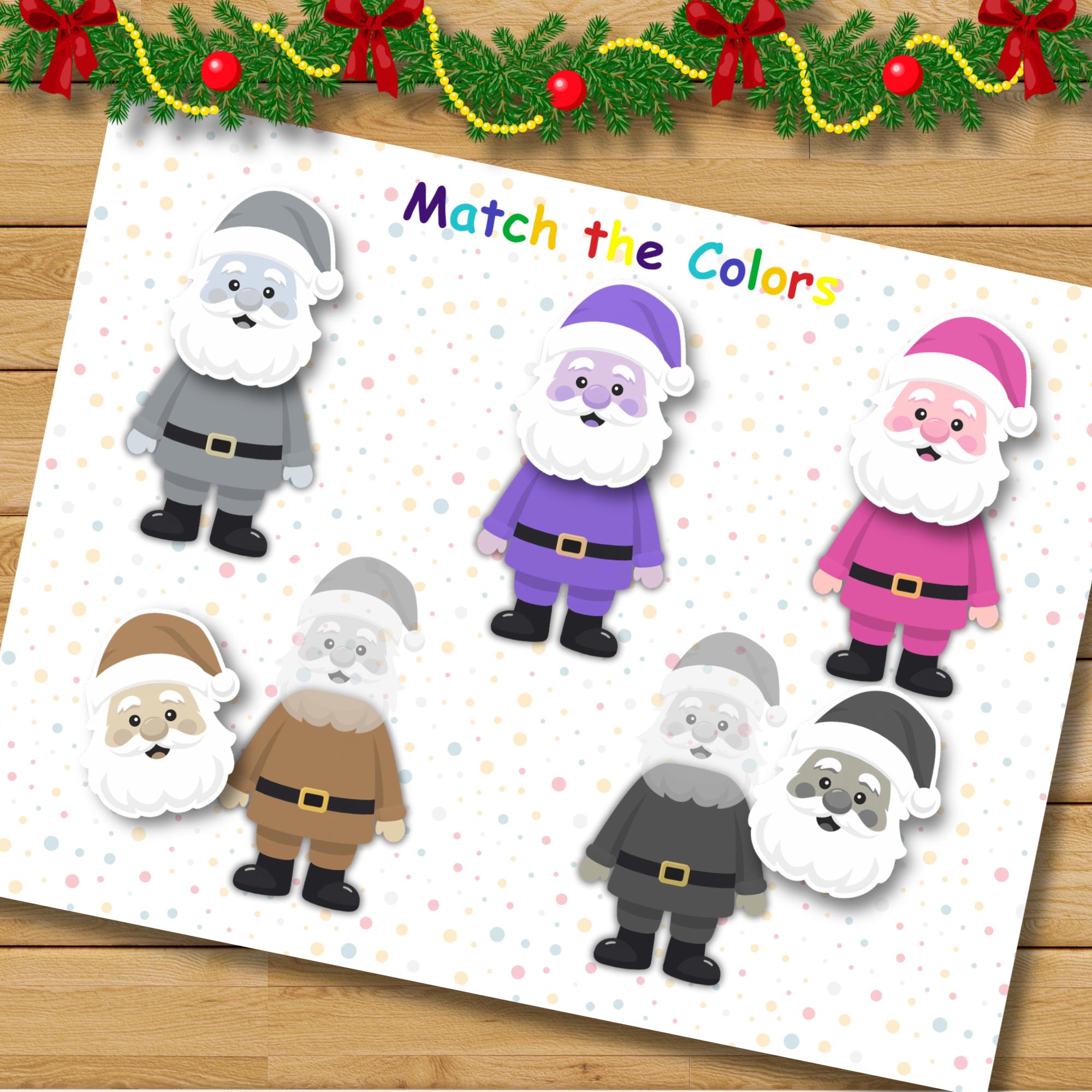 Santa Color Matching Game, Christmas Preschool Printable (PDF) - Etsy ...