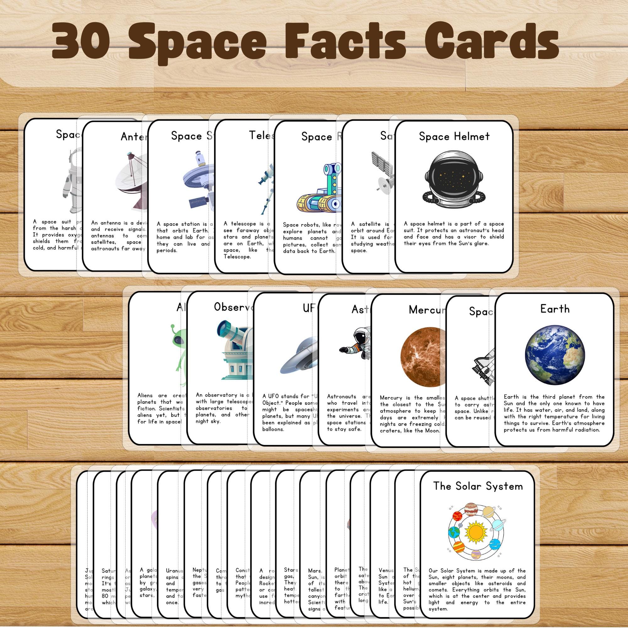 Outer Space Flashcards, Solar System Flash Cards, Space Fact Cards ...