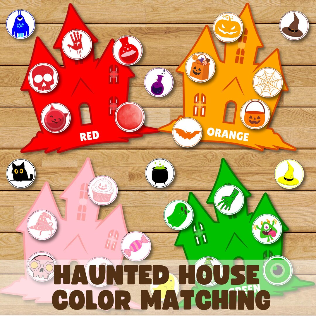 Halloween Color Matching Game, Haunted House Busy Book (digital ...
