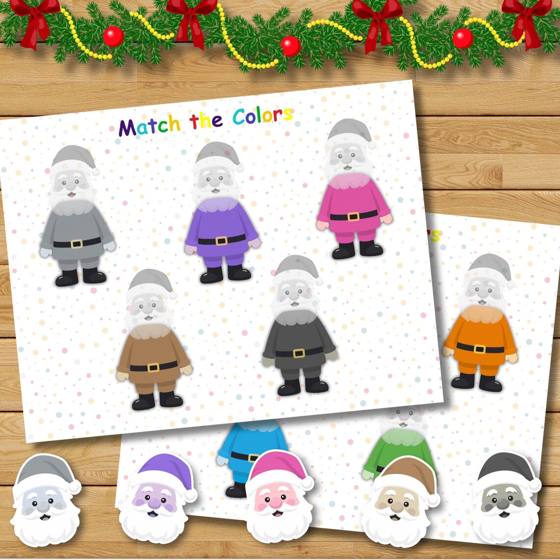 Santa Color Matching Game, Christmas Preschool Printable (PDF) - Etsy ...