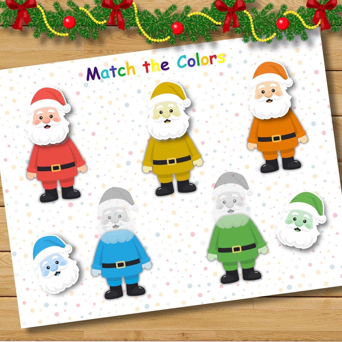 Santa Color Matching Game, Christmas Preschool Printable (PDF) - Etsy ...
