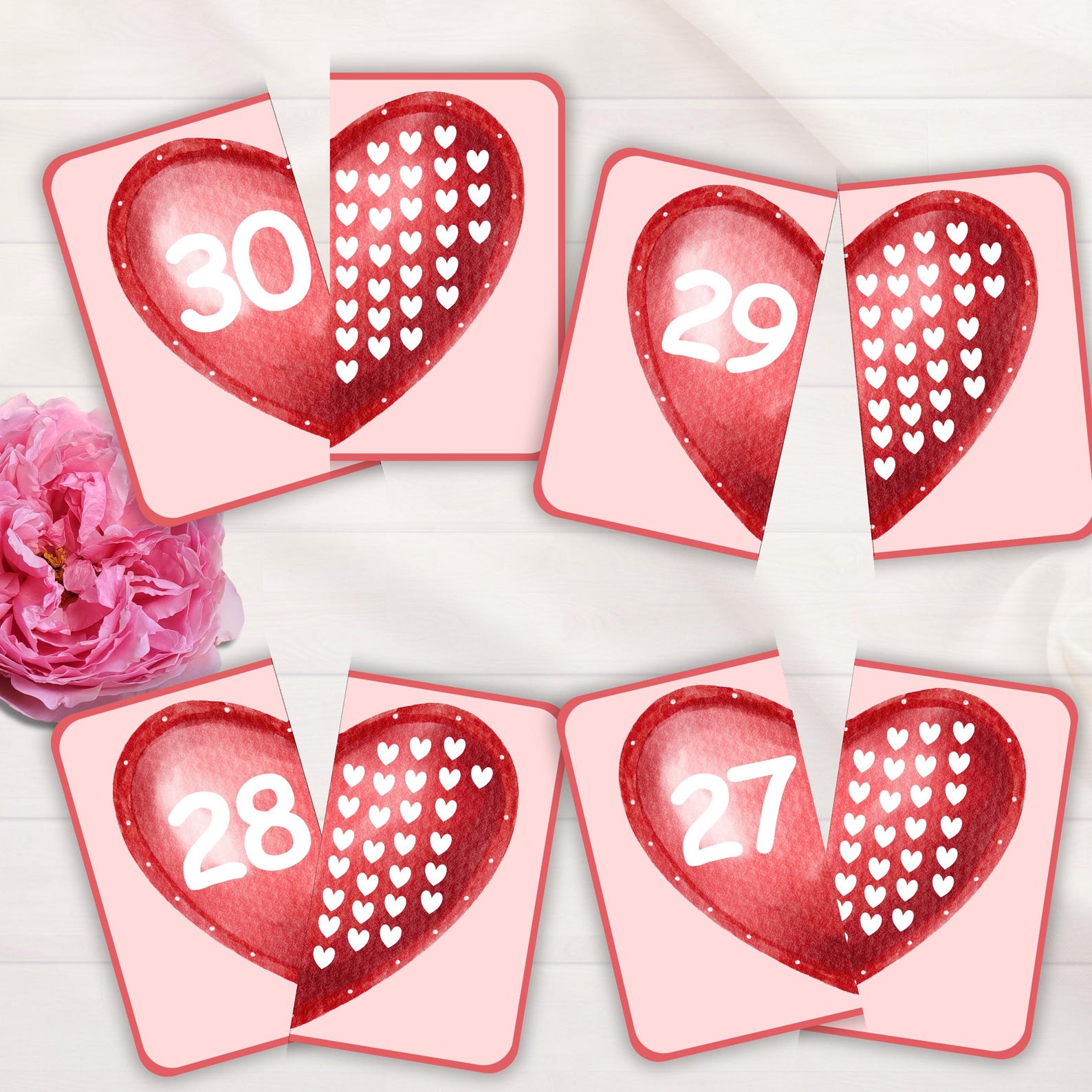 Valentine Heart Number Match, Preschool Math Game (printable) - Etsy