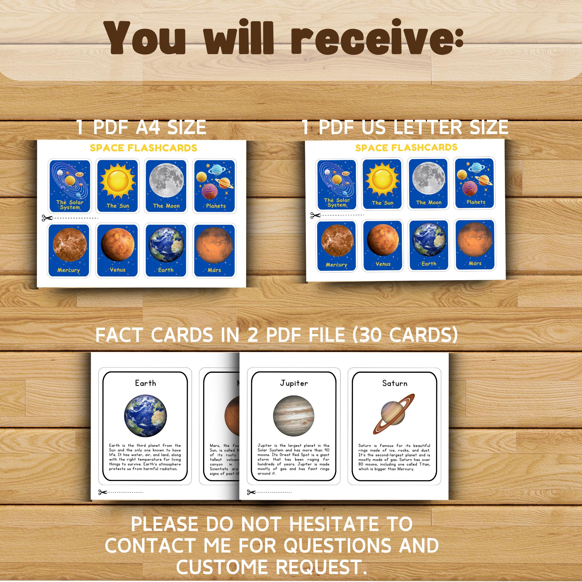 Outer Space Flashcards, Solar System Flash Cards, Space Fact Cards ...