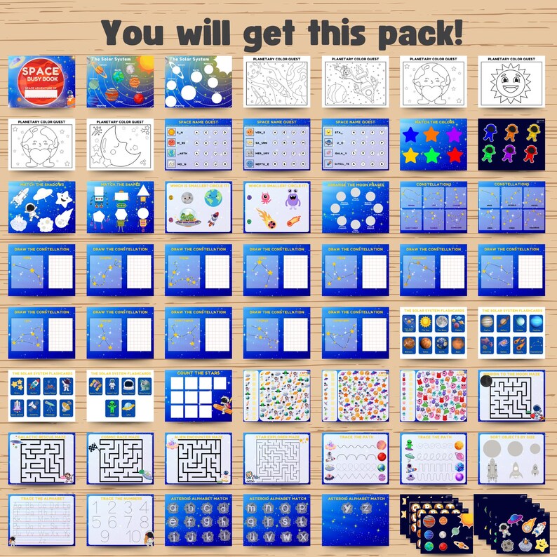 Space Busy Book Preschool Printable Worksheet Toddler Busy Book Binder ...