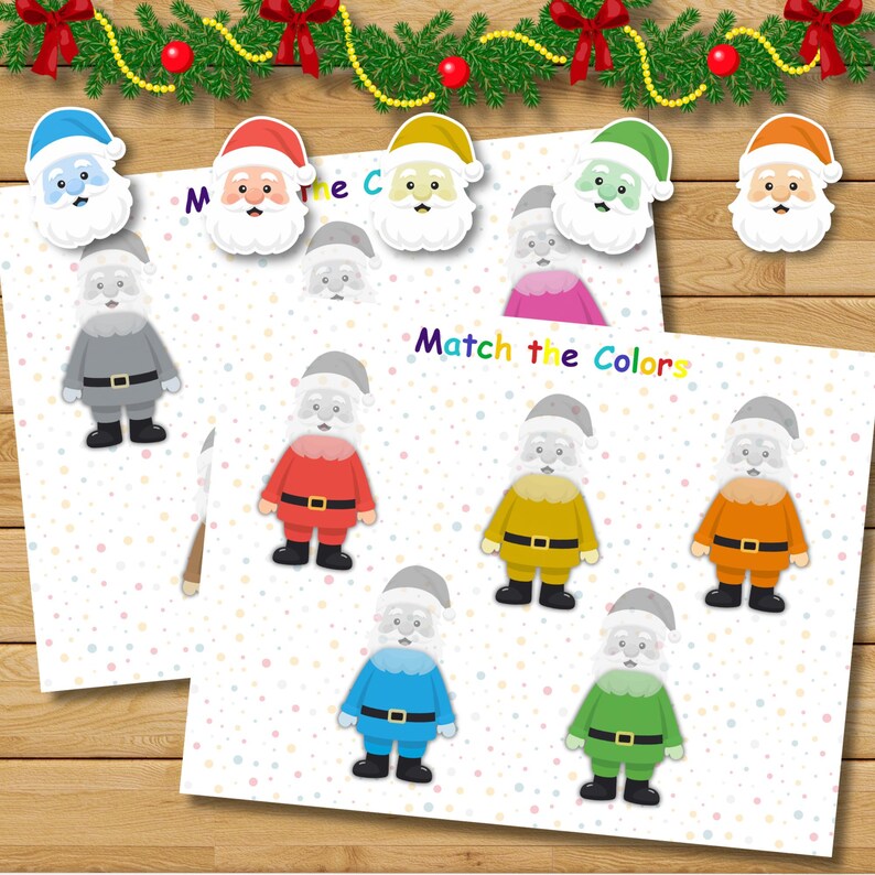 Santa Color Matching Game, Christmas Preschool Printable (PDF) - Etsy ...