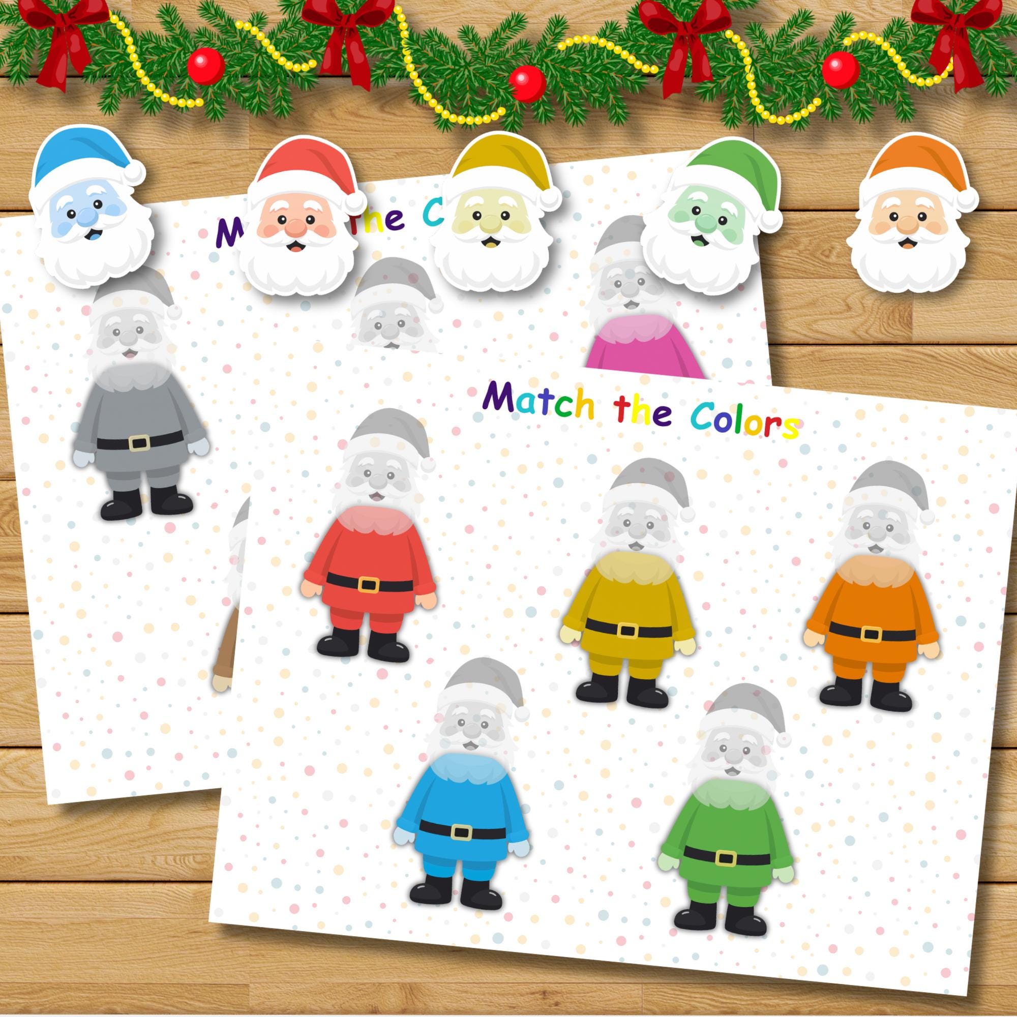Santa Color Matching Game, Christmas Preschool Printable (PDF) - Etsy ...