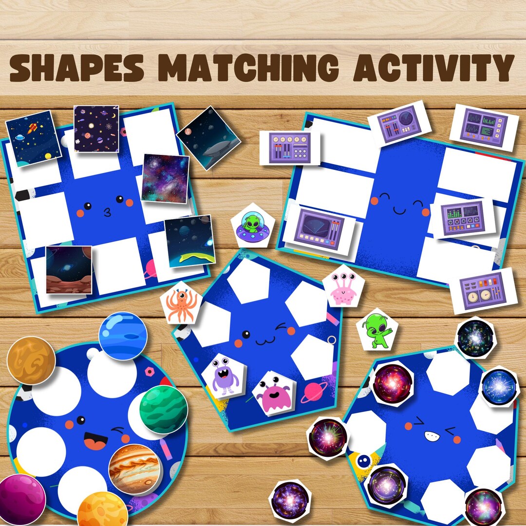 Outer Space Shapes Matching Activity, Shapes Sort and Match, Toddler ...