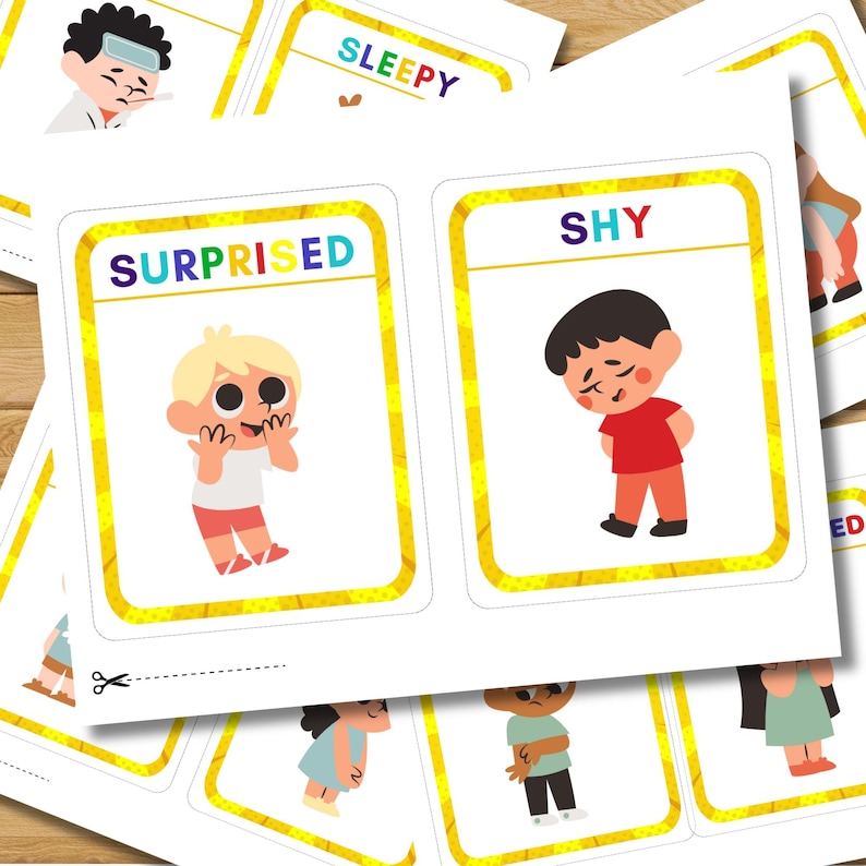 Emotions Flashcards, Printable Feelings Flash Cards, Children Emotions ...