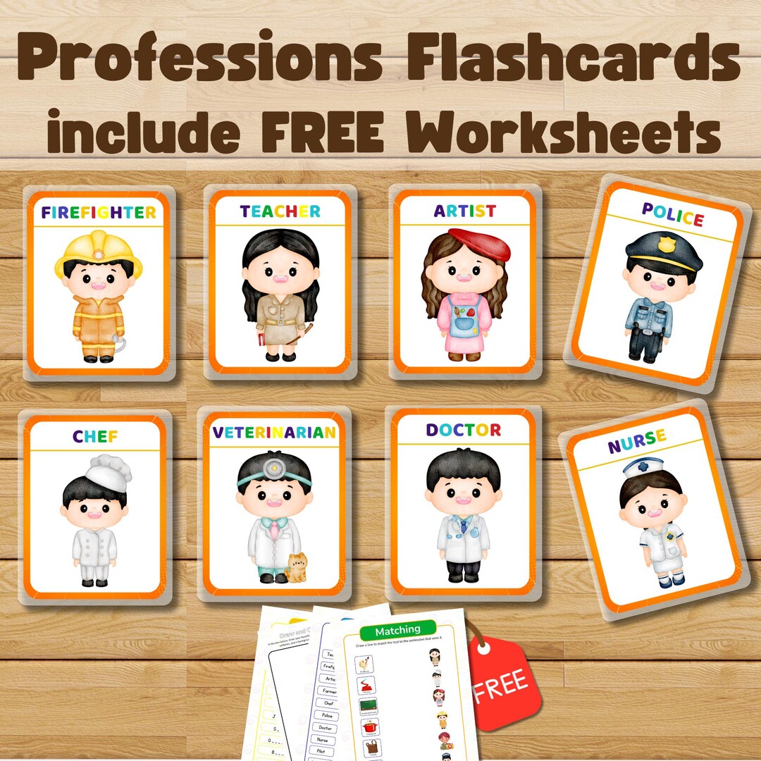 Professions and Occupations Flashcards for Kids, Children Learning ...