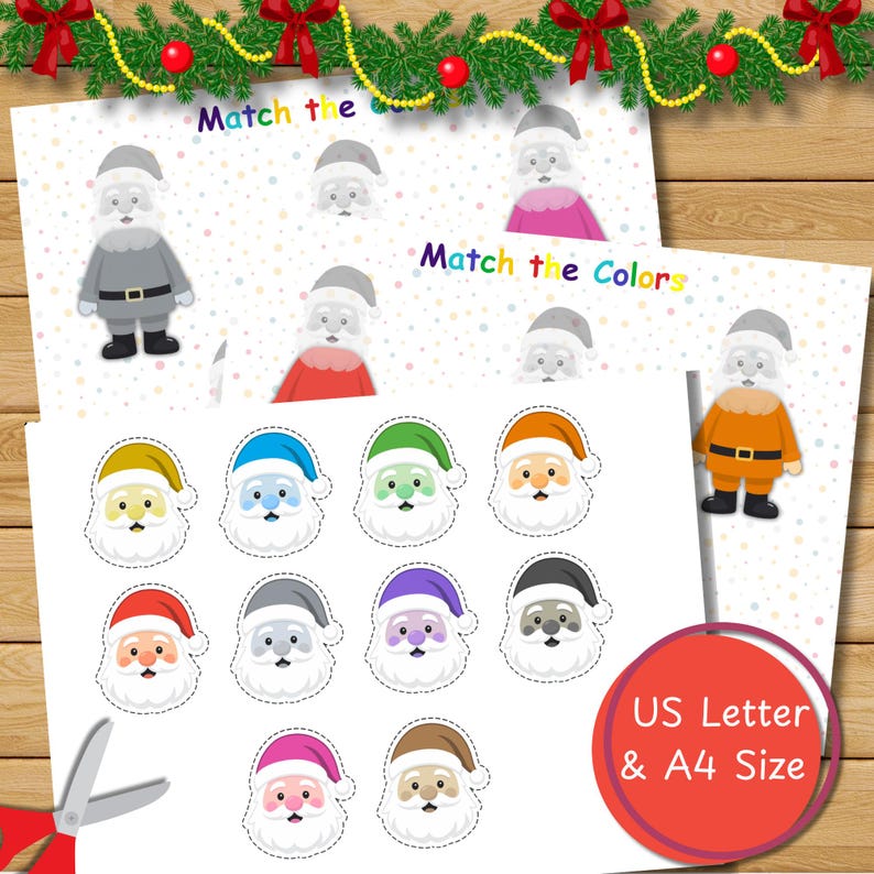Santa Color Matching Game, Christmas Preschool Printable (PDF) - Etsy ...