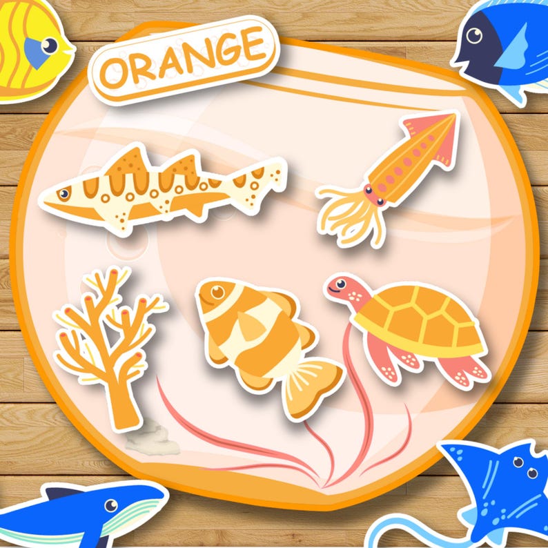 Sea Animals Color Sorting Game, Preschool Learning Binder (printable ...