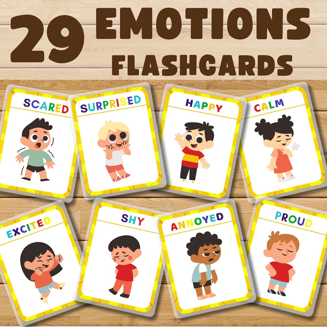 Emotions Flashcards, Printable Feelings Flash Cards, Children Emotions ...