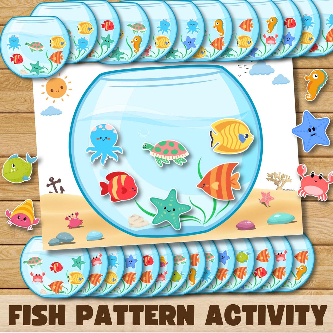 Fish Pattern Matching Activity, Ocean Animals Pattern Strips for ...