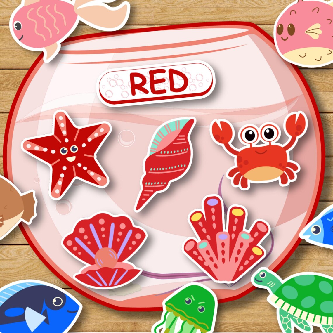 Sea Animals Color Sorting Game, Preschool Learning Binder (printable ...