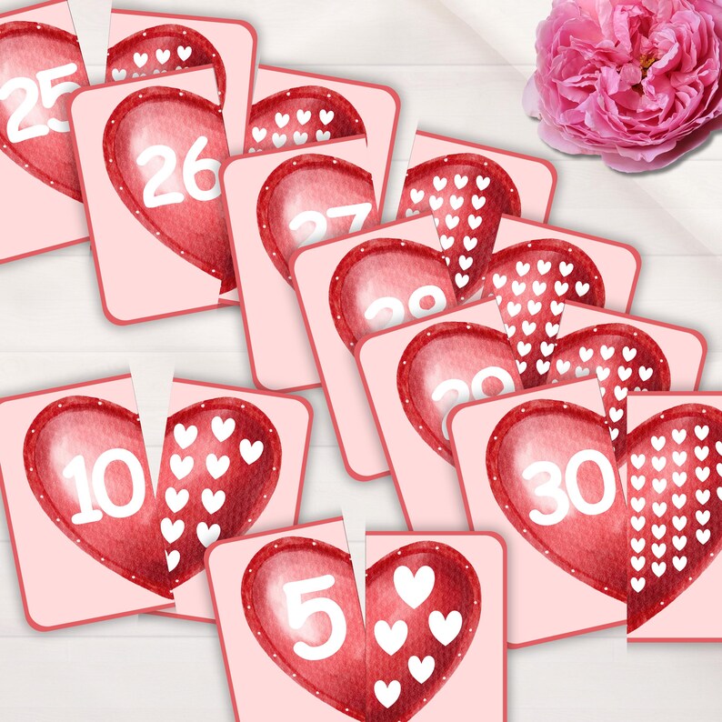 Valentine Heart Number Match, Preschool Math Game (printable) - Etsy