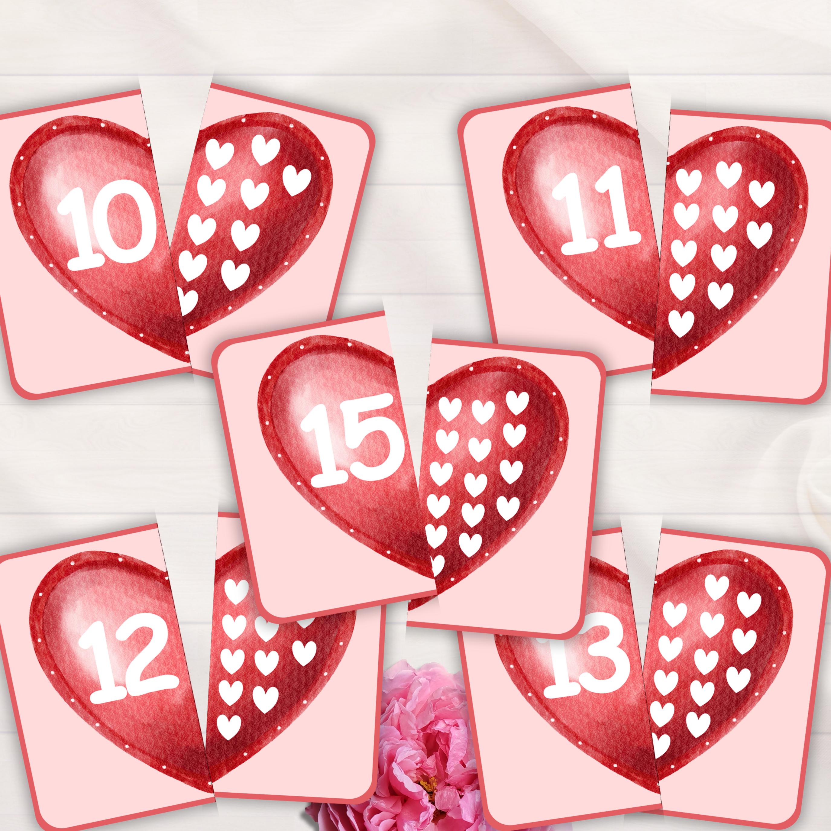 Valentine Heart Number Match, Preschool Math Game (printable) - Etsy