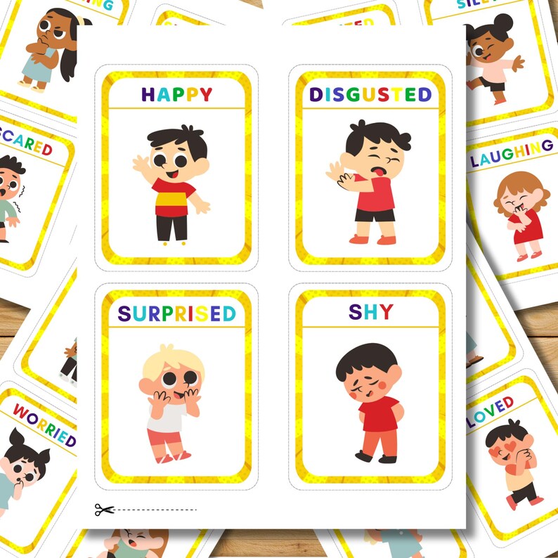 Emotions Flashcards, Printable Feelings Flash Cards, Children Emotions ...