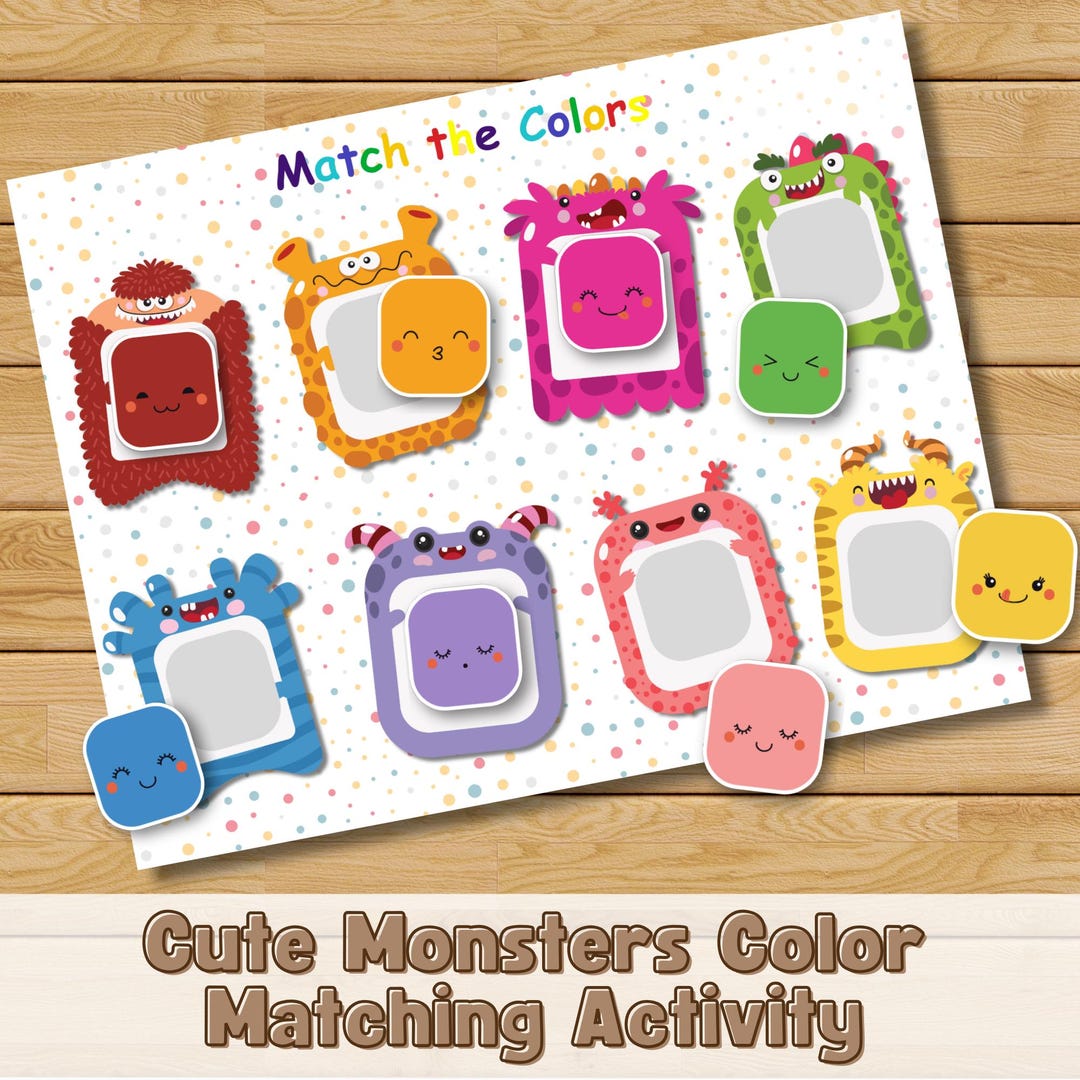 Cute Monsters Color Matching Activity for Kids, Toddler Learning ...
