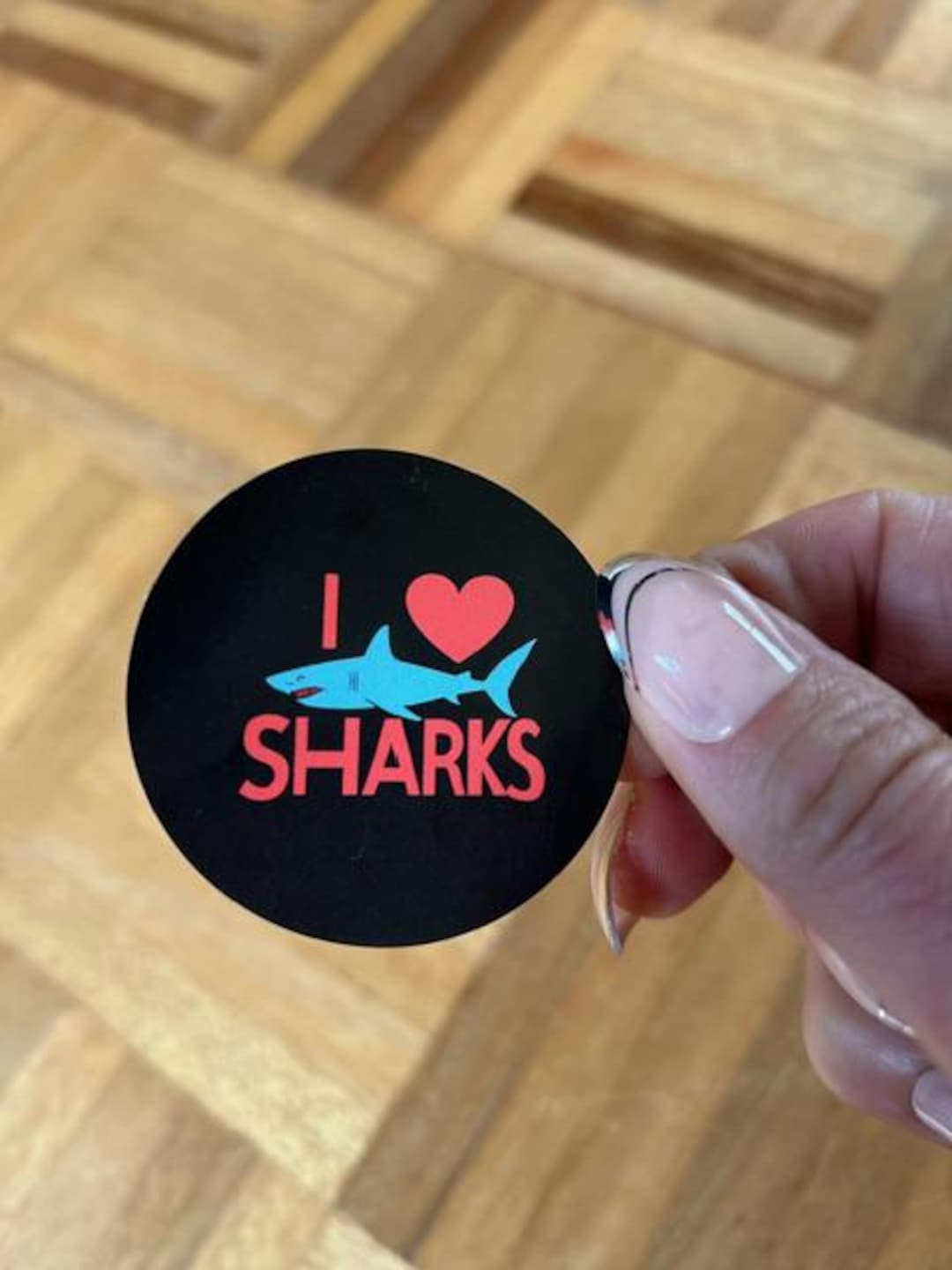 I Love Sharks Circular Sticker for Laptop, Notebook, Stationary Gifts ...