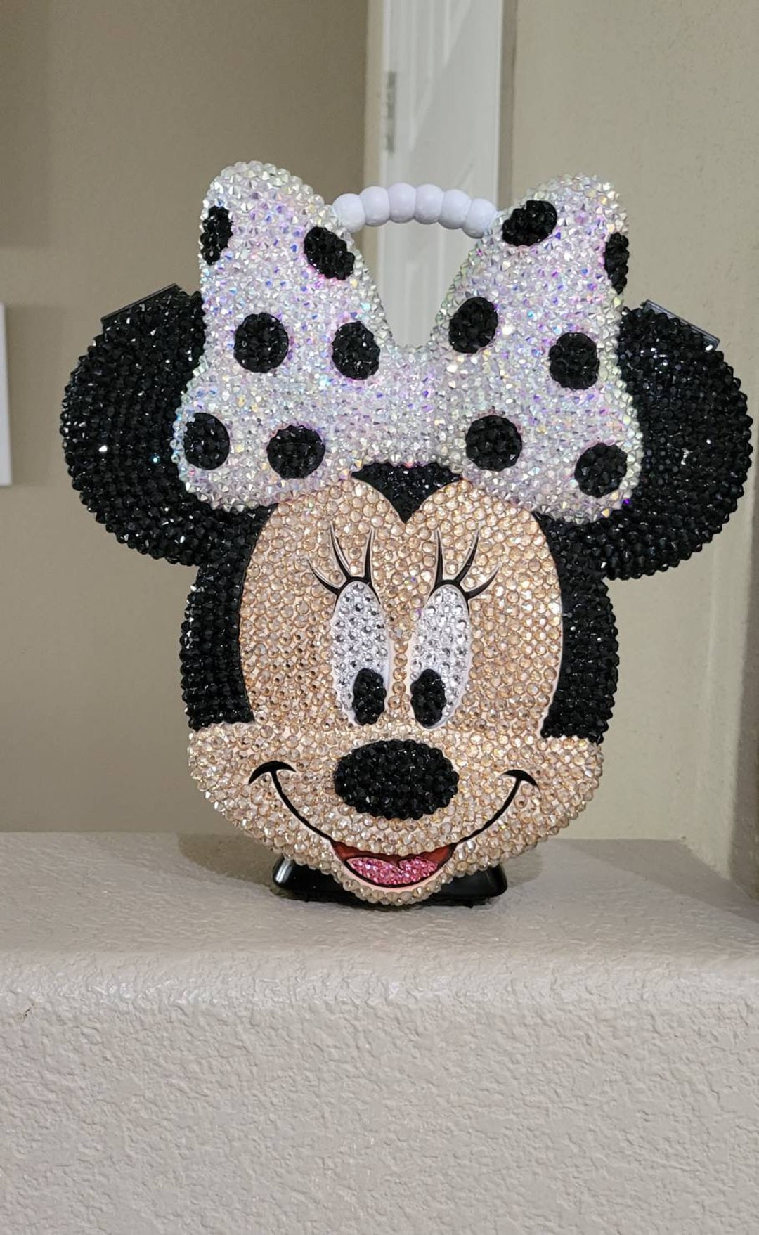 Bedazzled Minnie Mouse Crossbody Purse Black Polka Dots With an ...