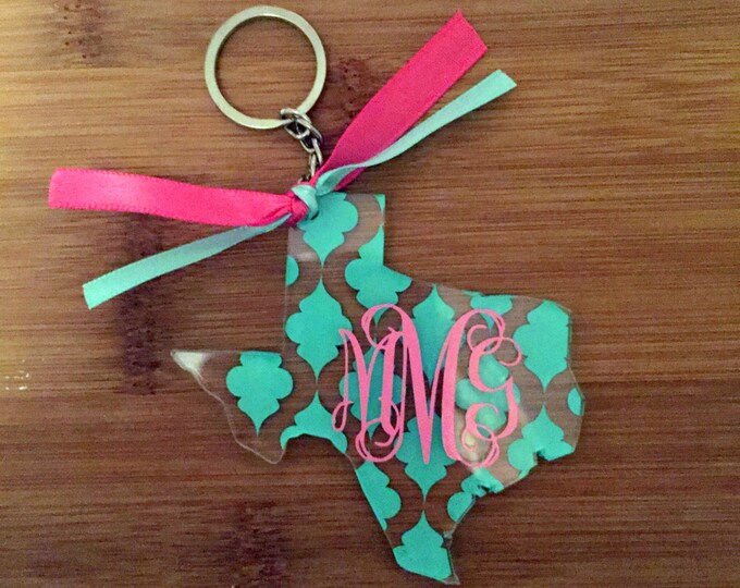 Monogram Keychain, Texas Monogram Keychain, Texas Keychain, Acrylic ...