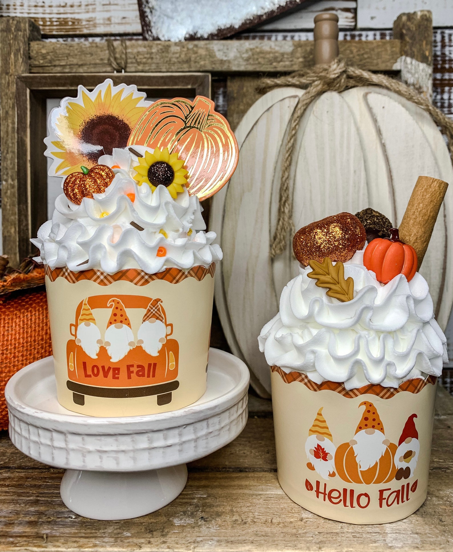 Fall Fake Cupcake Cupcake for Tiered Tray Fall Tray Decor - Etsy