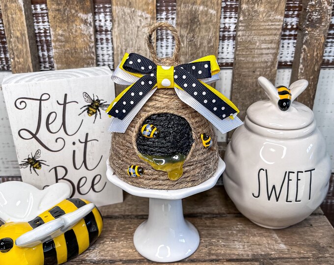 Fake Beehive, Bee Decor for Tiered Tray, Honey Bee Decor, Bumble Bee ...