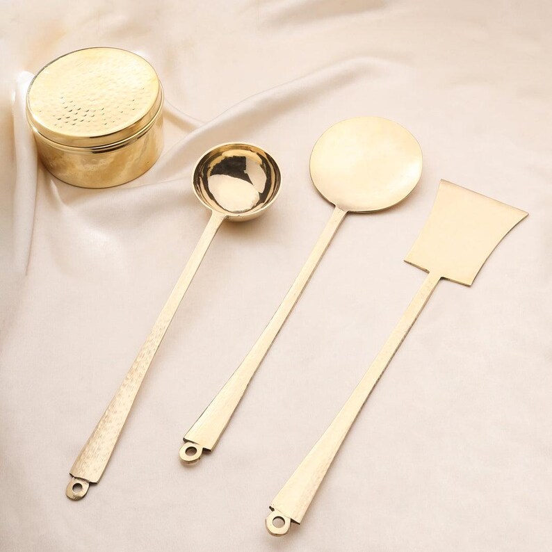 Brass Kitchen Ladles , Brass Ladle Set for Kitchen Ptal Brass Utensils ...