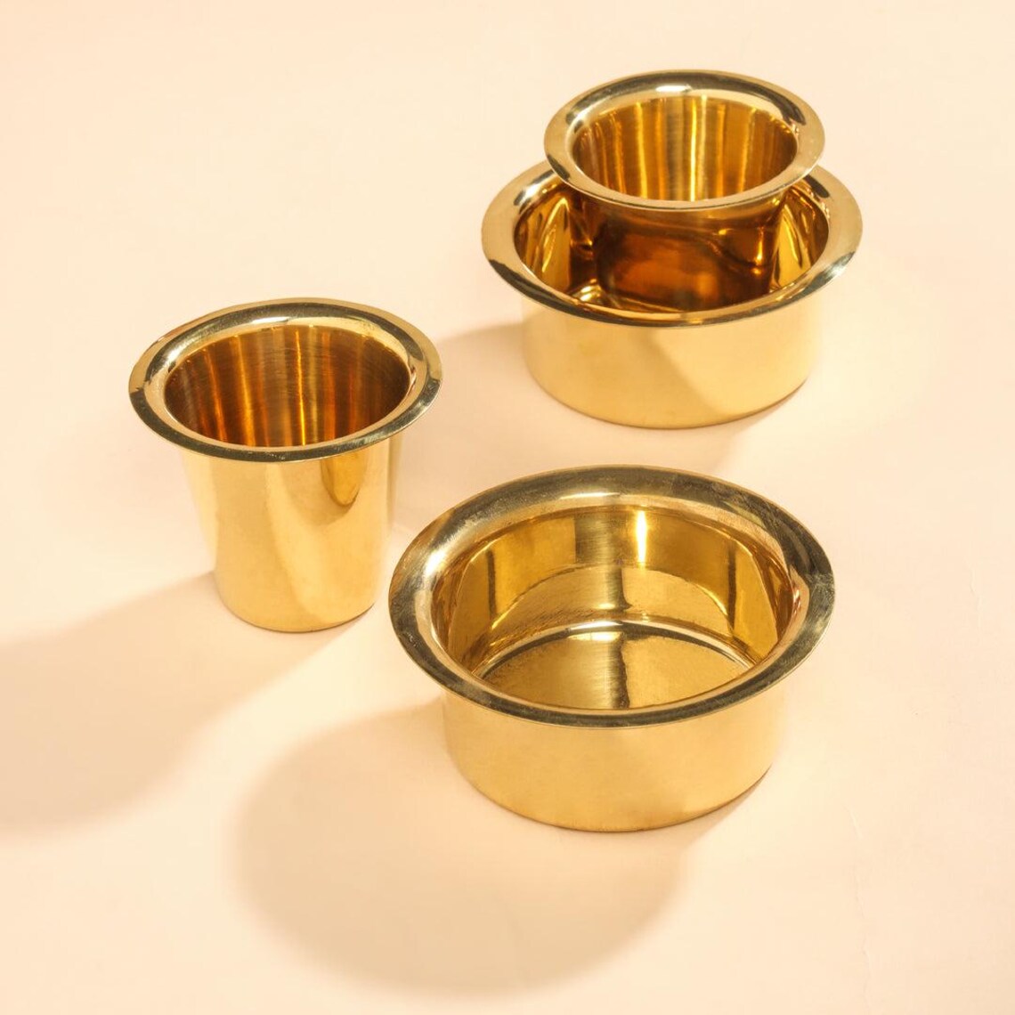 Brass Coffee Davara Pair (2.5 Inch), Brass Dabara Set | Tea, Coffee ...