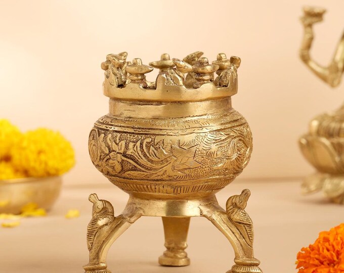 Brass Gangla Kalash With Stand 4.5 Inch Brass Home Decor, Brass Pure ...