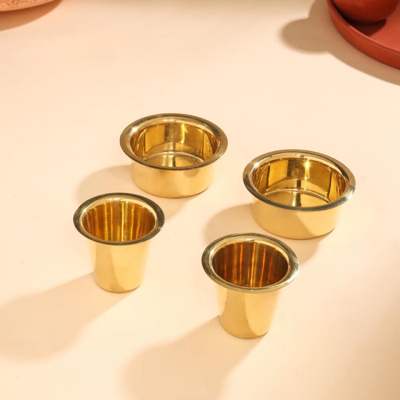 Brass Coffee Davara Pair (2.5 Inch), Brass Dabara Set | Tea, Coffee ...