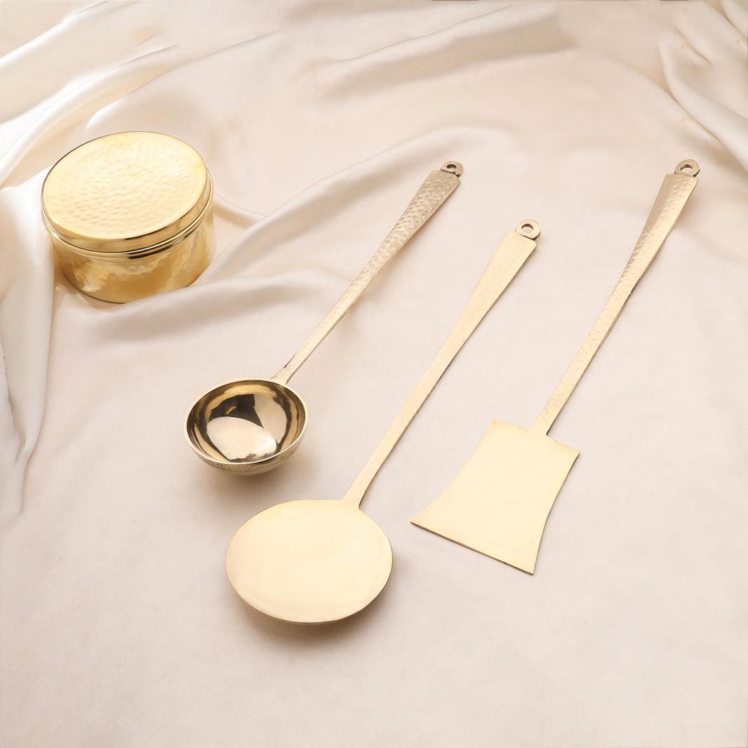 Brass Kitchen Ladles , Brass Ladle Set for Kitchen Ptal Brass Utensils ...