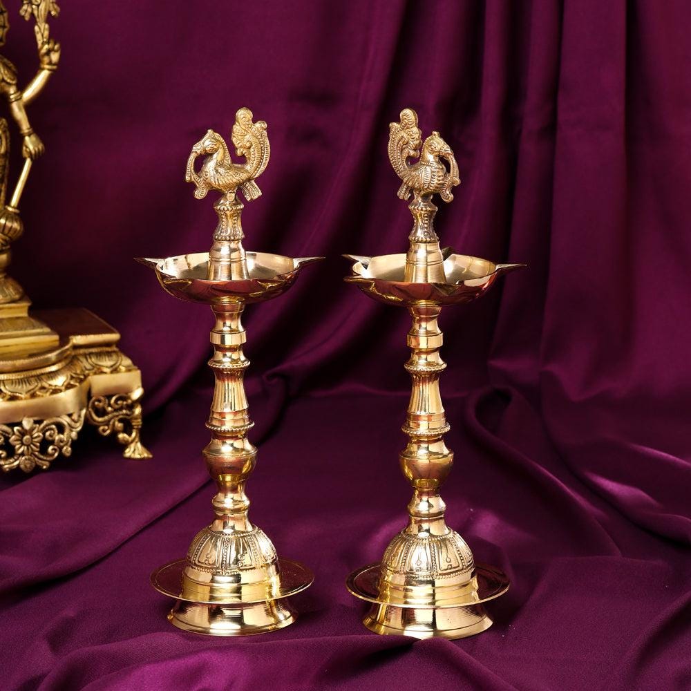 Brass Daana Kaashi Samai Pair Diya, Brass Gallery Brass Diwali Puja Oil ...