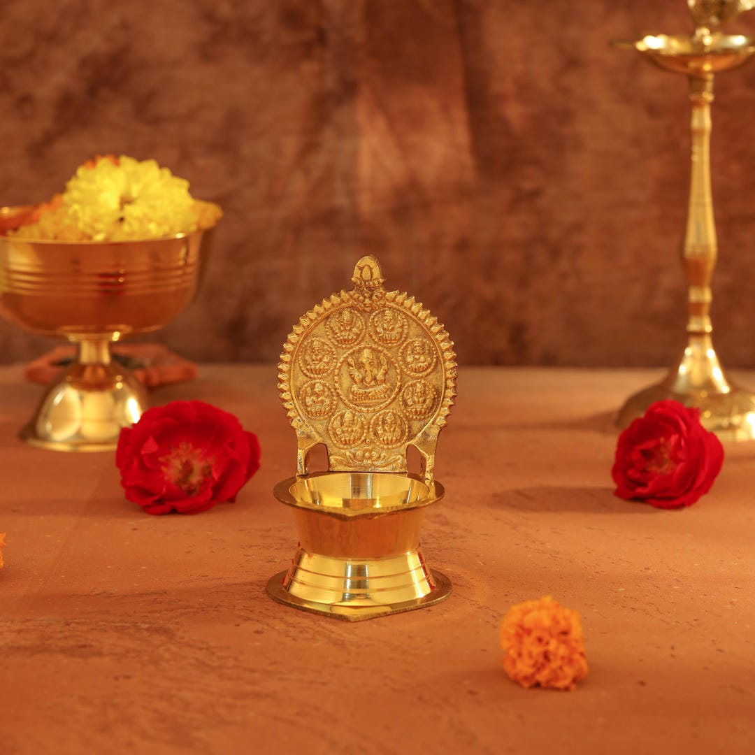 Brass Ashtalakshmi Ganesha Diya, Indian Traditional Diya, Diwali Diya ...
